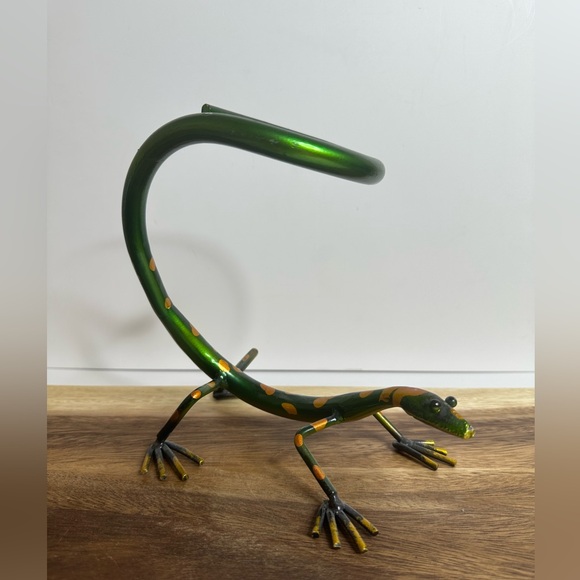 Vintage | Accents | Gecko Wine Rack Bottle Holder Iron Sculpture Or ...